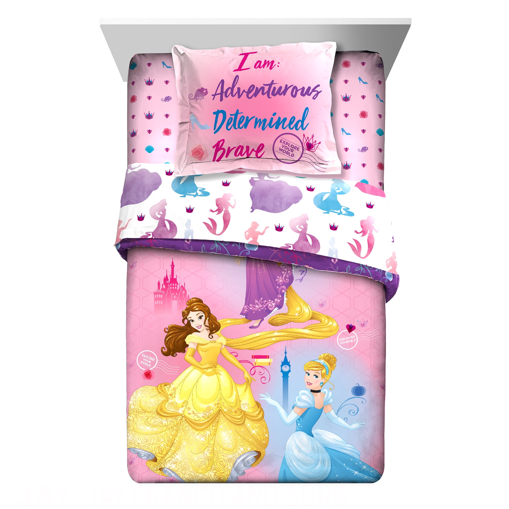 Disney Princess 2Pc Comforter and Sham Set, Kids Bedding, Twin/Full ...