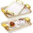 3-Piece White Plastic Handled Tray Set, 16.5/15/13.2 Inch Rectangular ...