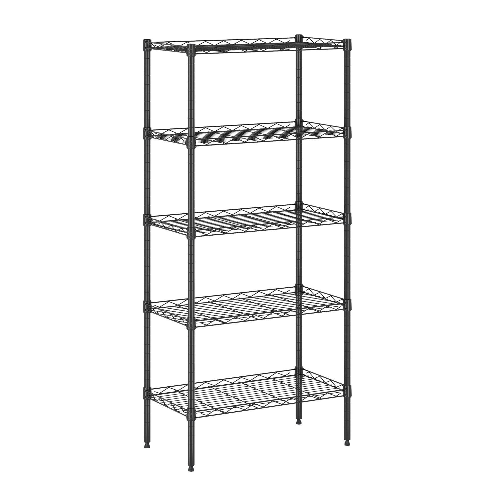 Furinno Wayar 5-Tier Metal Storage Shelf Rack, 21 x 12 x 48, Black ...