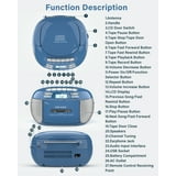 Jazmm CD Player Combo with Bluetooth, Boombox Cassette Portable CD ...