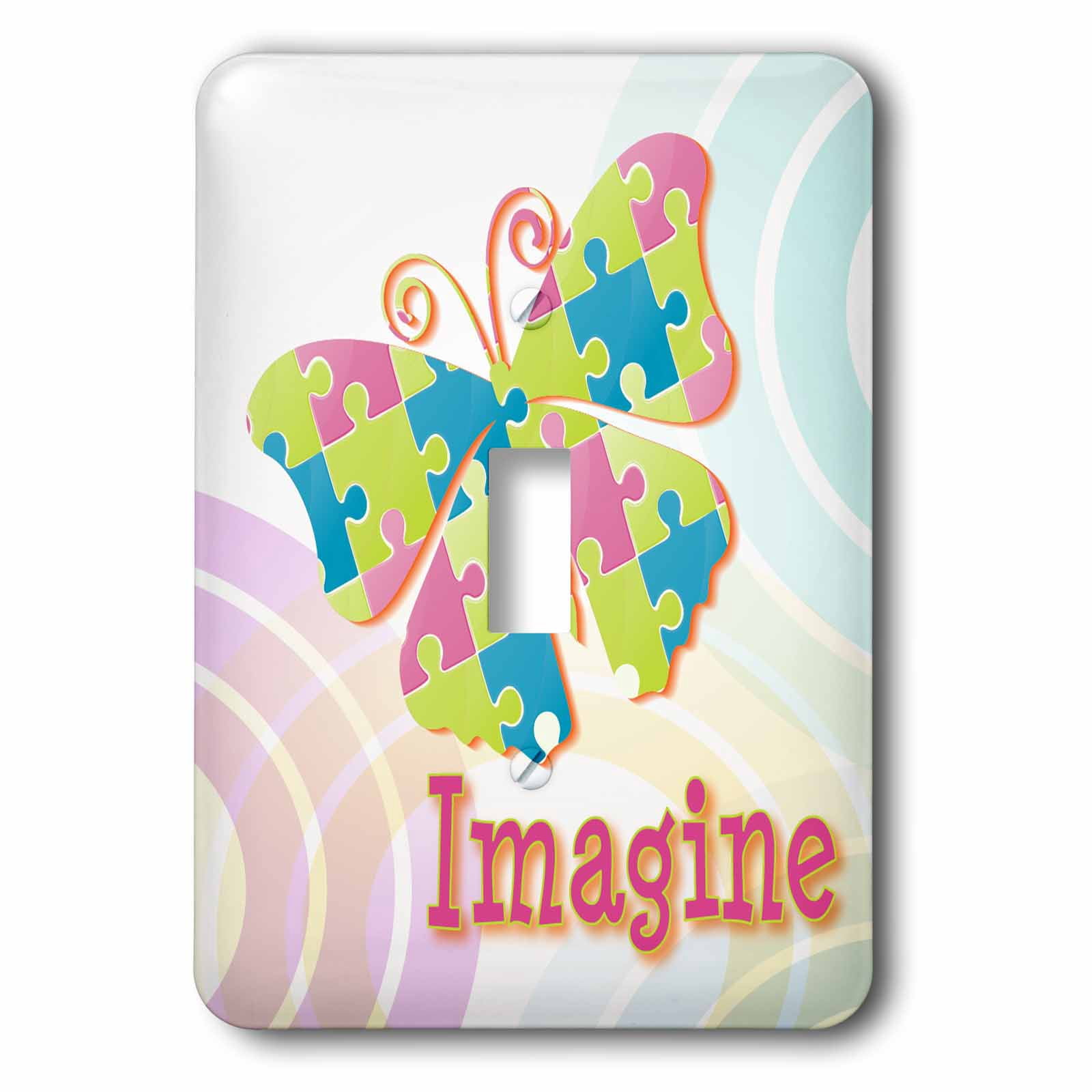 Imagine Autism Awareness Puzzle Pieces Butterfly Design single toggle ...