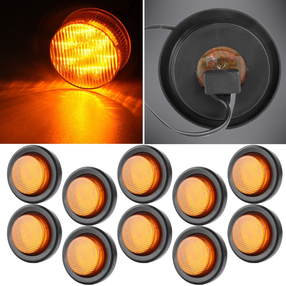 Scitoo QTY(10) Amber Led 12V Round Side Marker Light Clearance Lamp ...