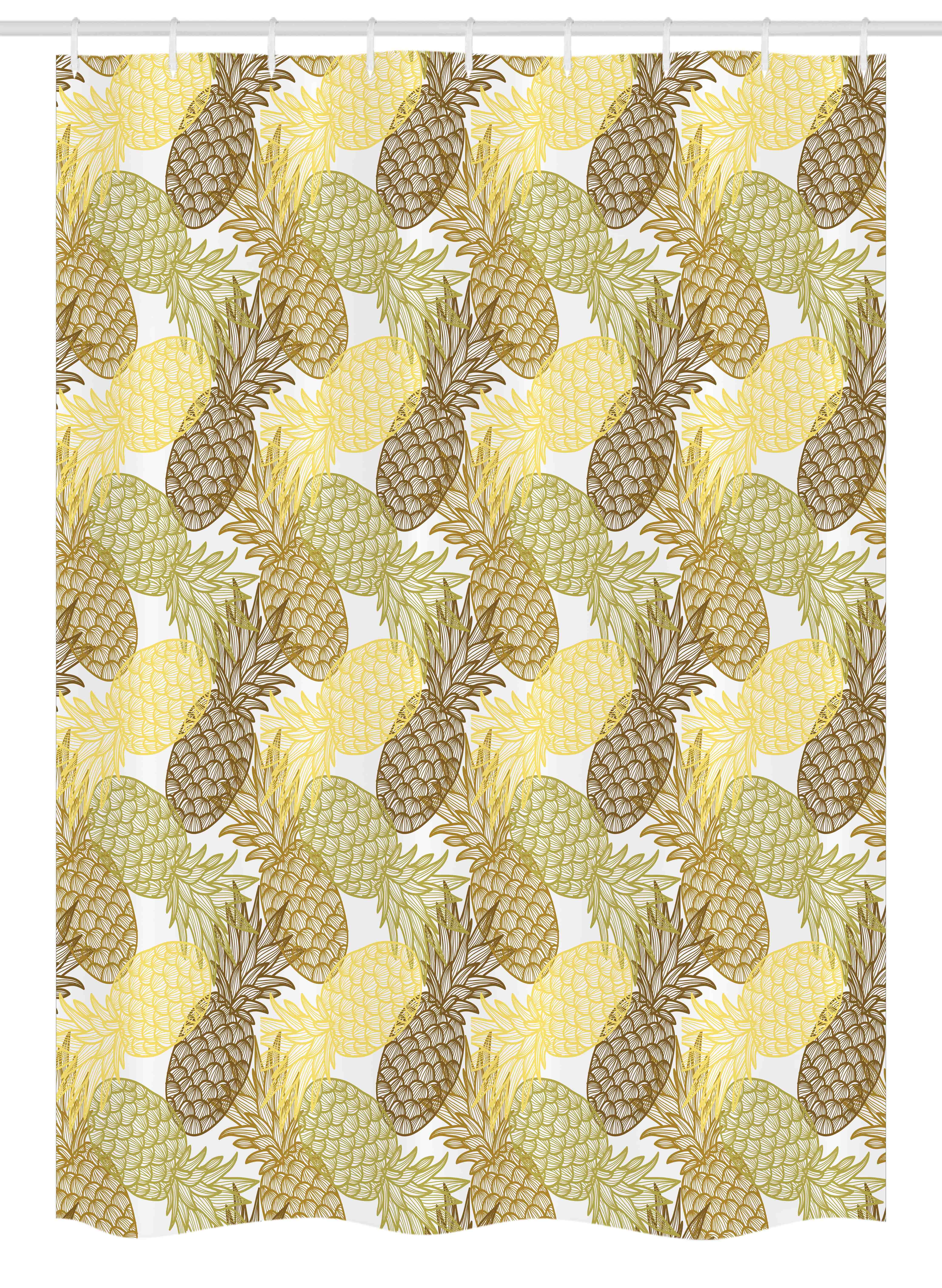 Pineapple Stall Shower Curtain, Summer Themed Overlapping Curving ...