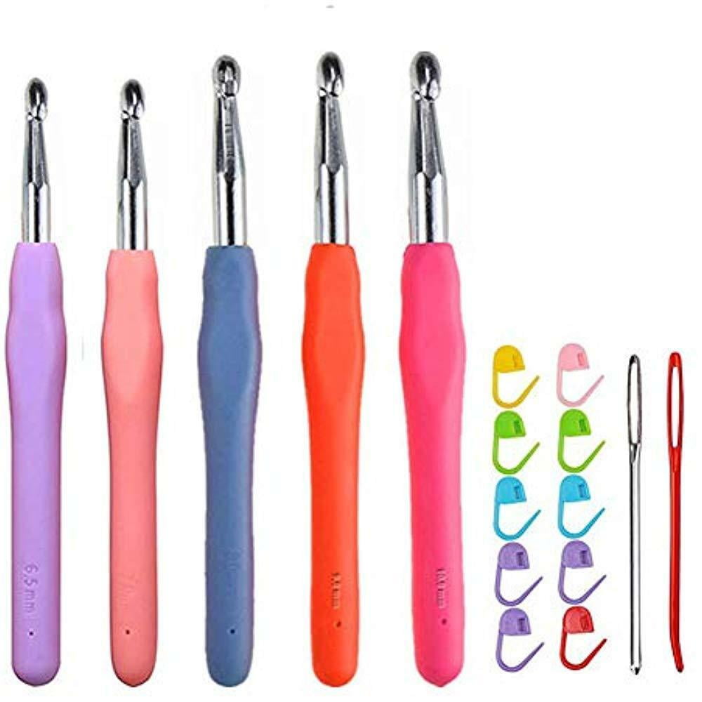 Ergonomic Handle Crochet Hooks Set Soft Needles Crafts Sewing Knitting ...
