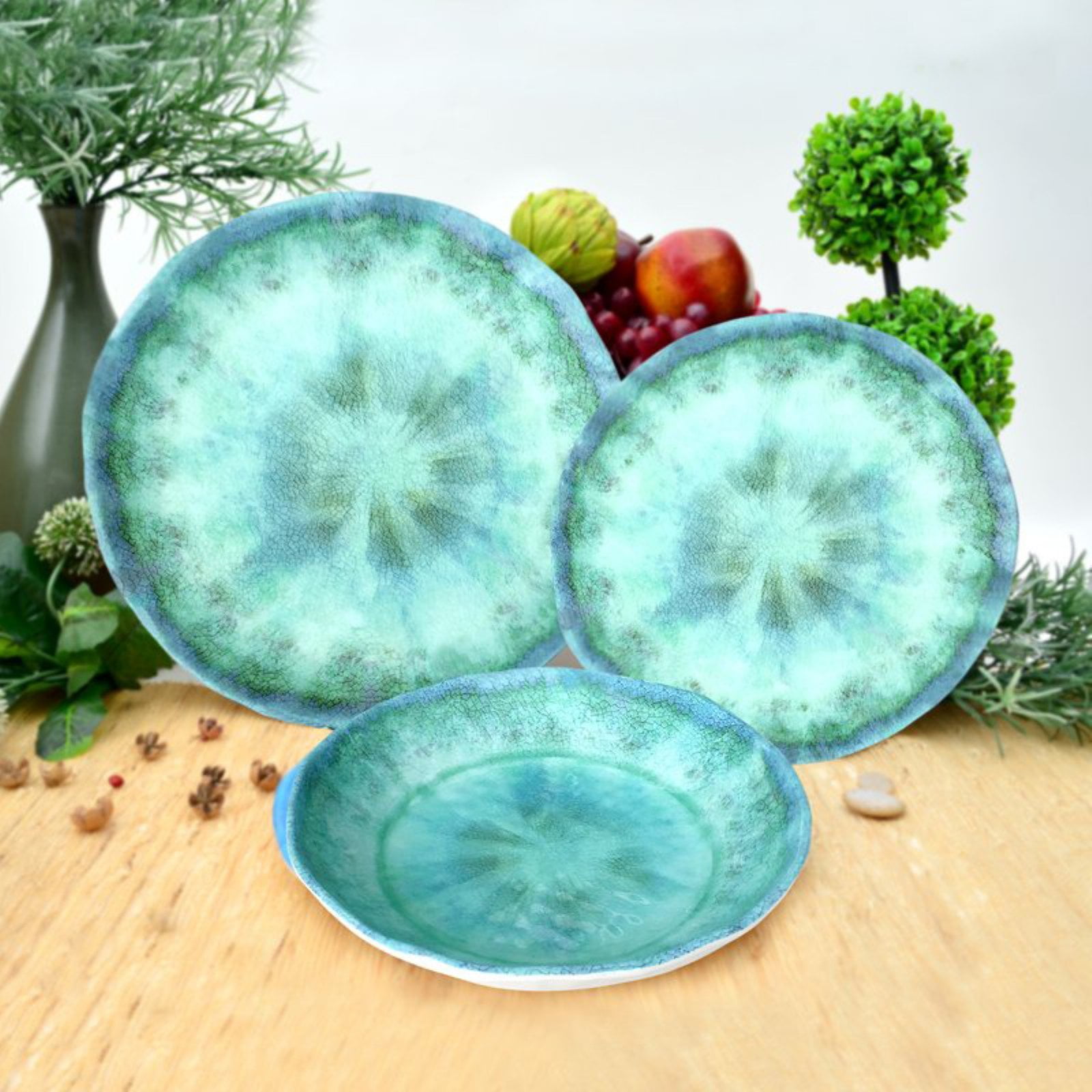 PTS America Fountain 12-Piece Melamine Dinnerware Set - Walmart.com