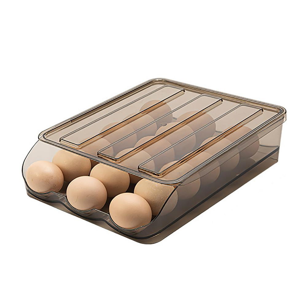 Egg Holder, Auto Scrolling Down Egg Container with Lid, Stackable Multi-Layer Transparent Egg ...