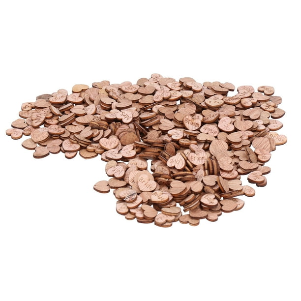 Wood Heart Chip Decor,500Pcs Heart‑Shape Chips Wood Art Craft Wooden ...