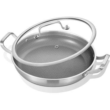 Cook N Home Deep Saute Pan with Lid 4 Quart, Tri-Ply Clad Stainless ...