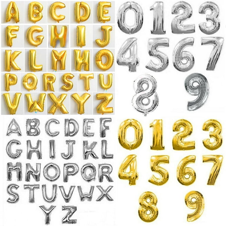 Number Balloons 40" Large Foil Letter & - Silver/Gold, Float With ...