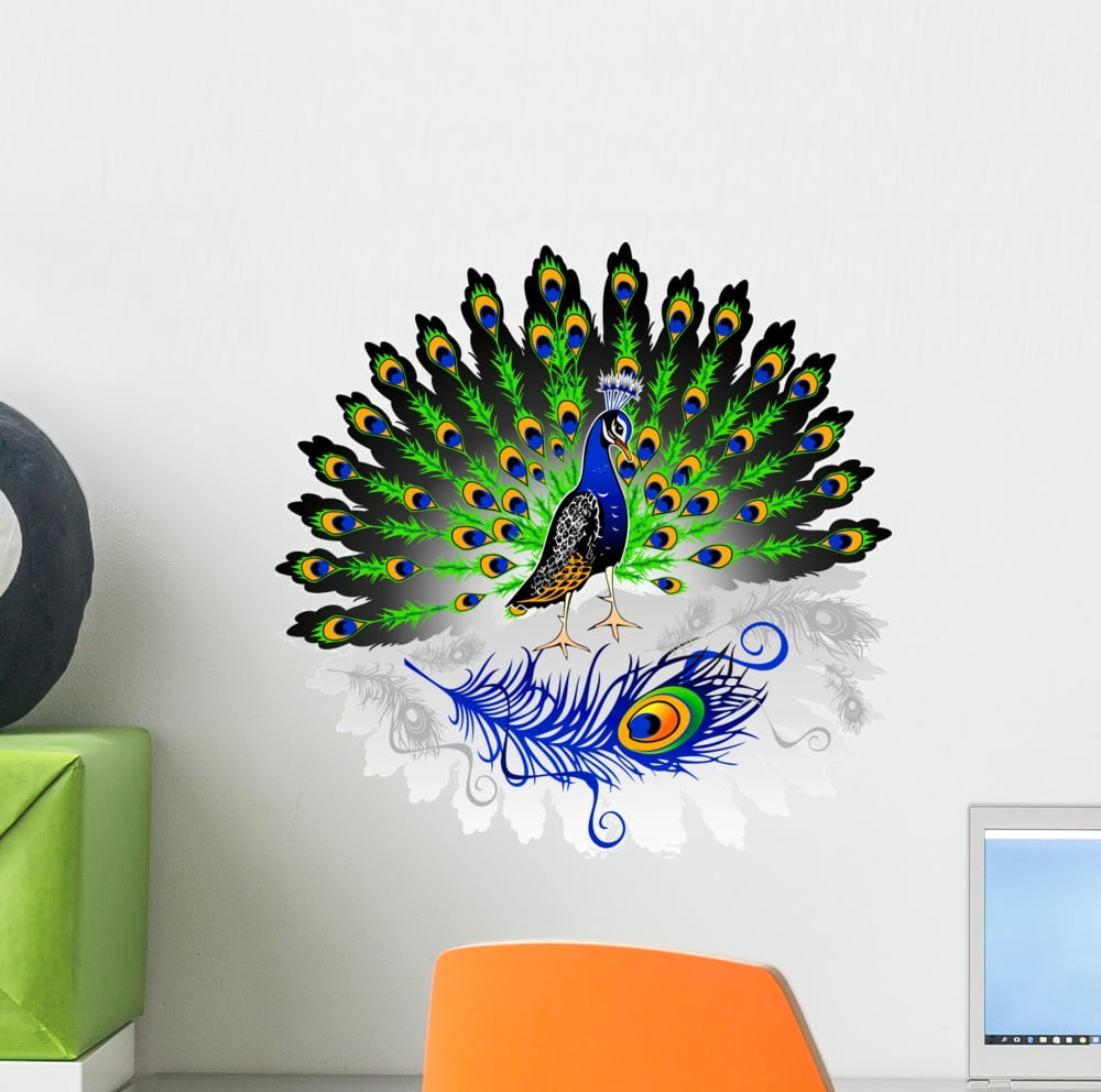 Peacock Wall Mural by Wallmonkeys Peel and Stick Graphic (12 in W x 12 ...