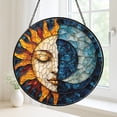 Circular Sun Moon Inspired Window Decor – Glass Style Hanging1701 ...