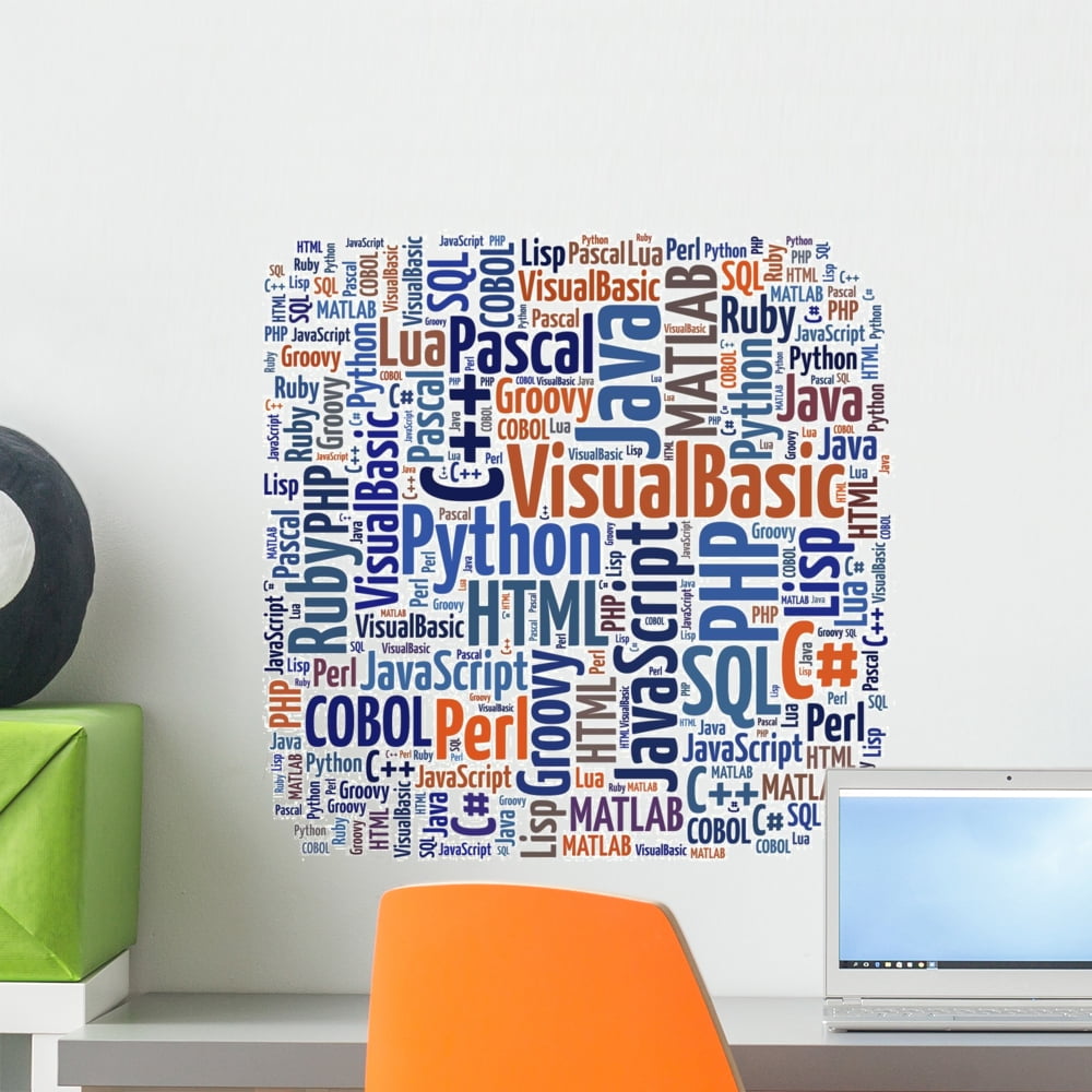 Word Cloud Programming Languages Wall Mural Decal by Wallmonkeys Vinyl ...