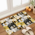 Bees Daisy Door Mat Rustic Countryside Summer Grid Patchwork Non Slip ...
