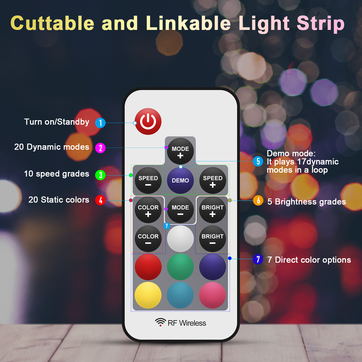 Rgb Led Light Strip With Remote Control | Shelly Lighting