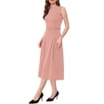 INSPIRE CHIC Women's Dress Sleeveless Crew Neck High Waist A-Line ...