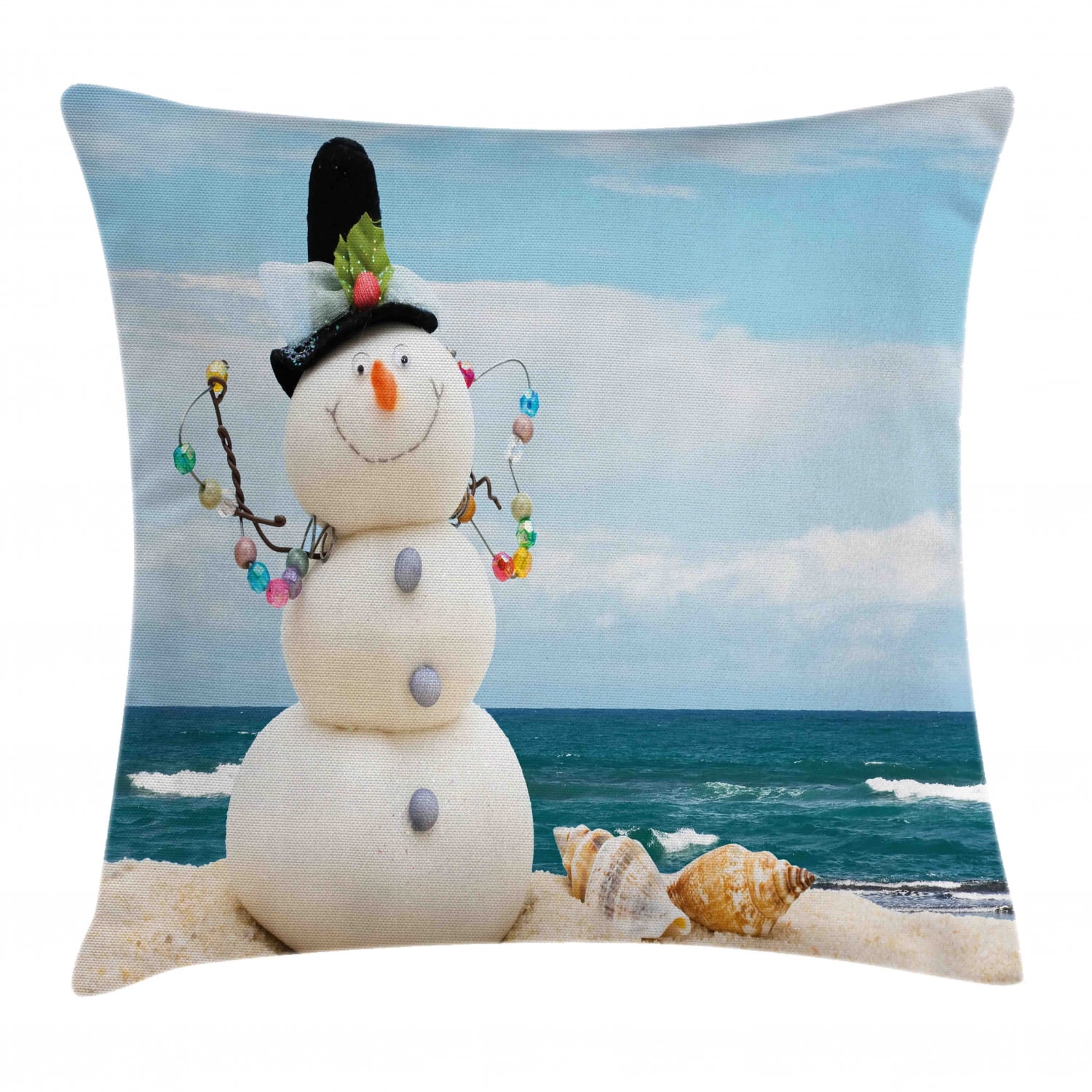 Snowman Throw Pillow Cushion Cover, Winter Vacation Holiday Theme ...