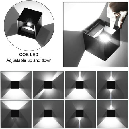 Square Matte LED Modern Up and Down Wall Light Indoor Wall Mount Sconce ...