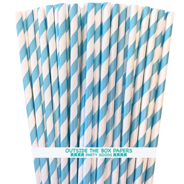 Way to Celebrate! Blue Polka Dot & Striped Paper Straws, 30ct - Walmart.com