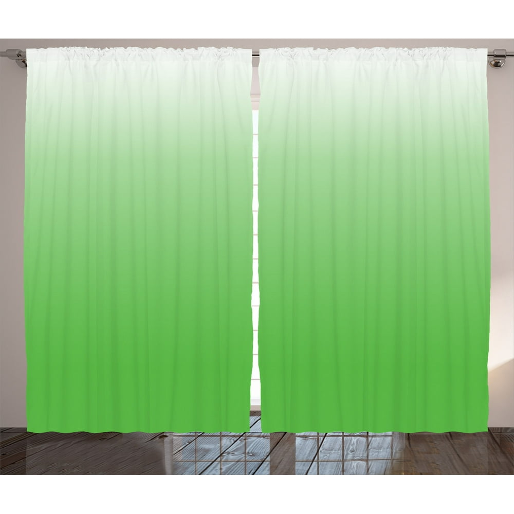 Ombre Curtains 2 Panels Set, Green Grass Nature Inspired Vivid Colored ...