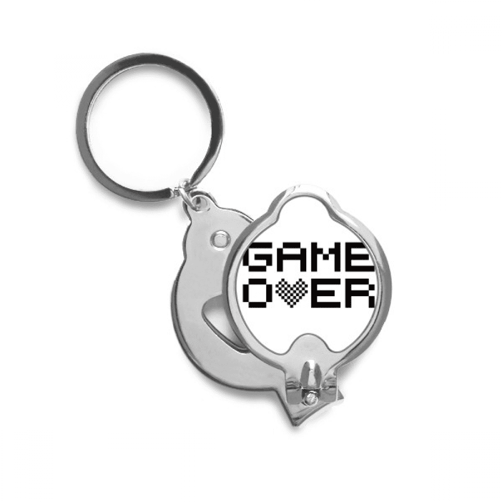Grey Black Game Over Pixel Finger Nail Clippers Scissor Stainless Steel grey-black-game-over-pixel-finger-nail-clippers-scissor-stainless-steel