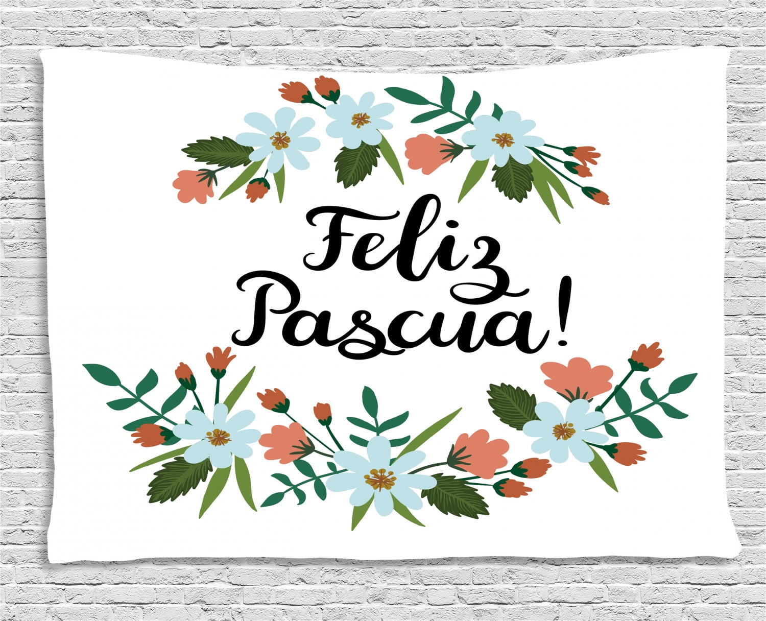 Spanish Tapestry, Feliz Pascua Happy Easter Celebration with Floral ...
