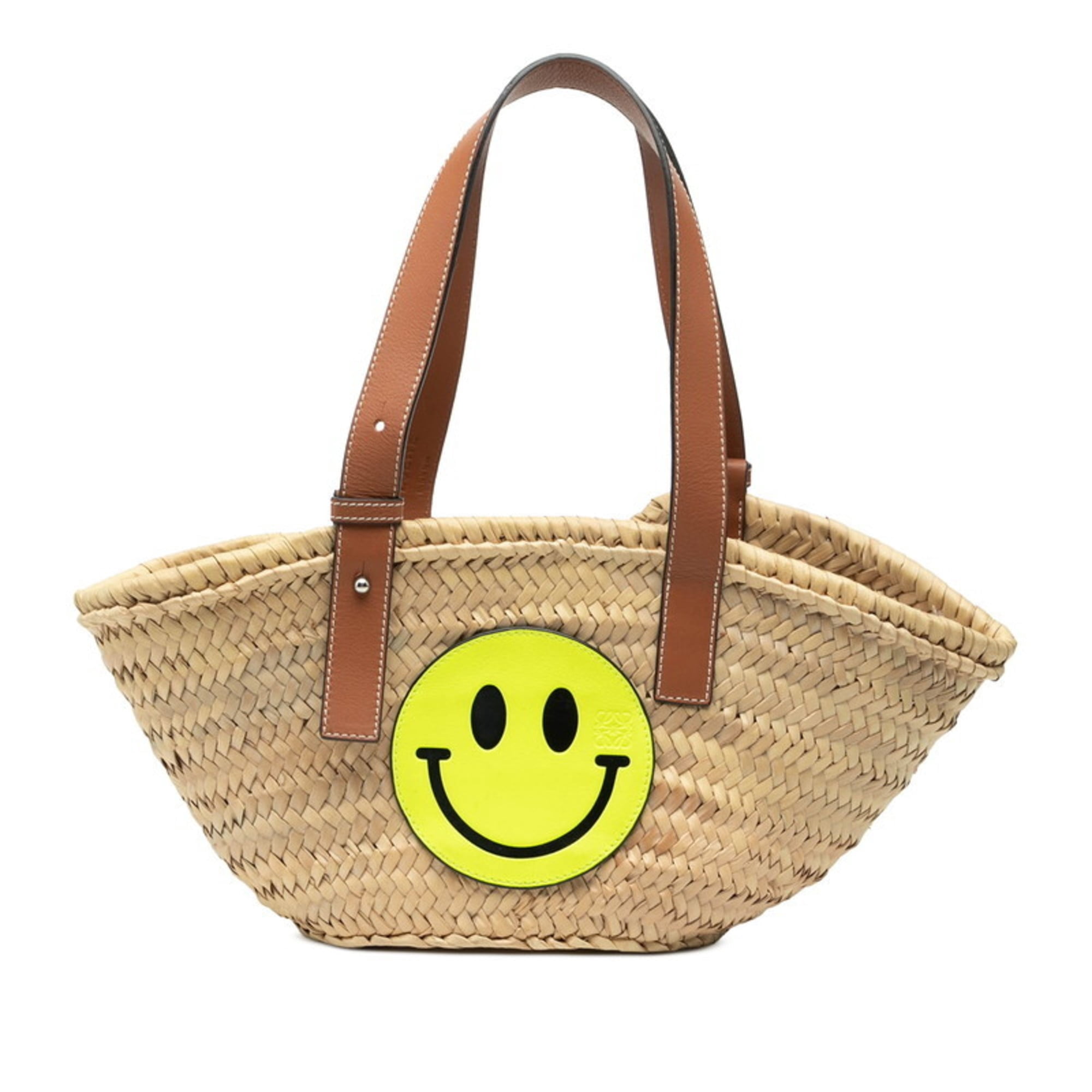 Pre-Owned Loewe Paula Basket Smiley Wink Tote Bag, Handbag, Beige/Brown ...