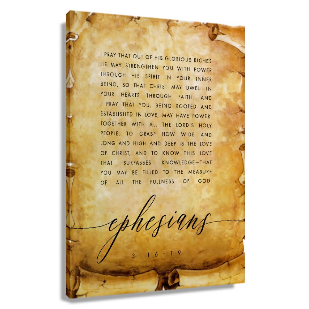 Vintage Bible Verse Poster Ephesians 3 16-19 Wall Art Artwork Canvas ...