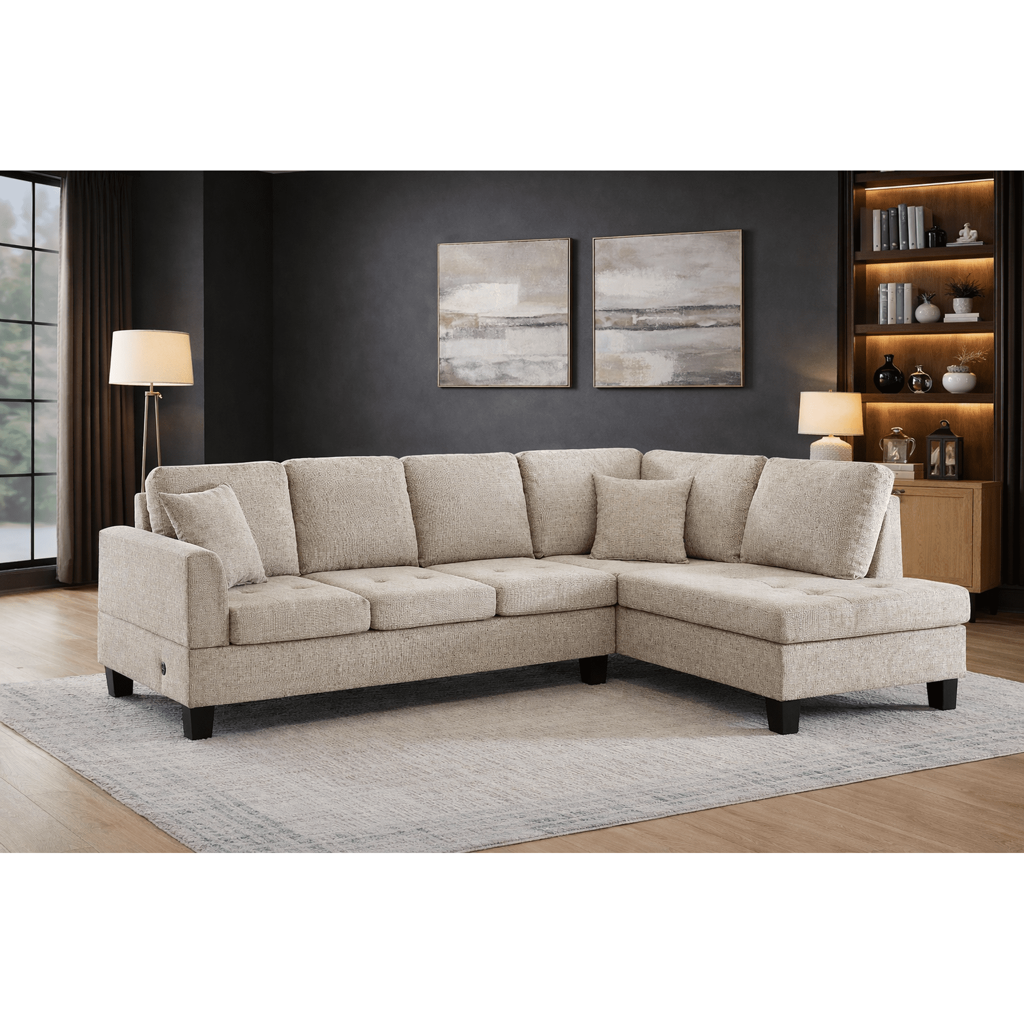 Click here for Kwality Imports K-Living Almond Fabric Sectional W... prices