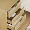 Modern Rattan Nightstand Set of 2, 3-Drawer Curved Bedside Tables with ...