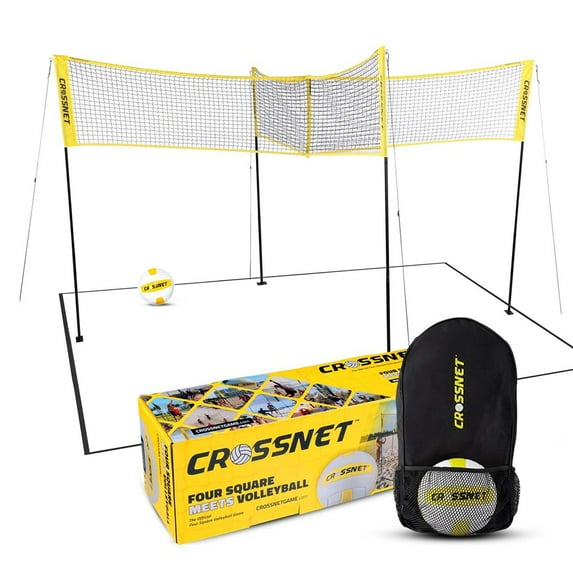 Open Box Crossnet 4 Way Adjustable Volleyball Net and Volleyball Game ...