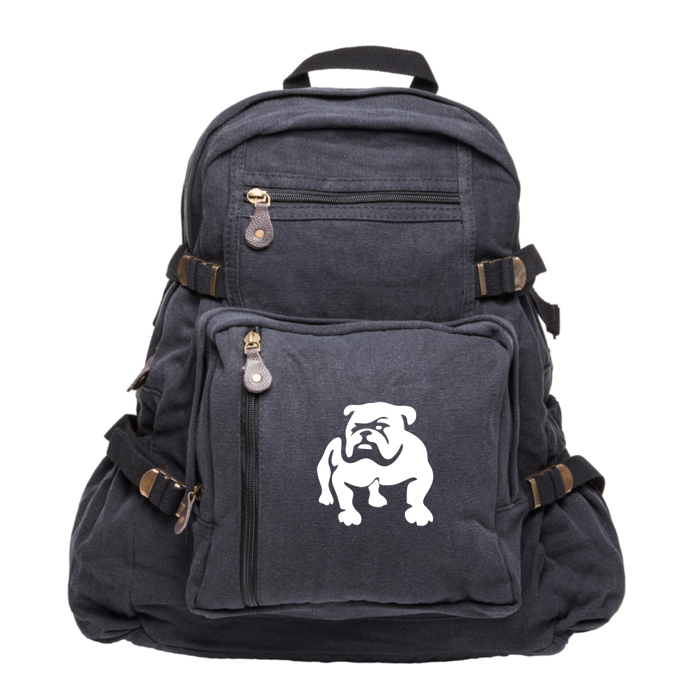 Bulldog Logo Army Heavyweight Canvas Backpack Bag in Black & White ...