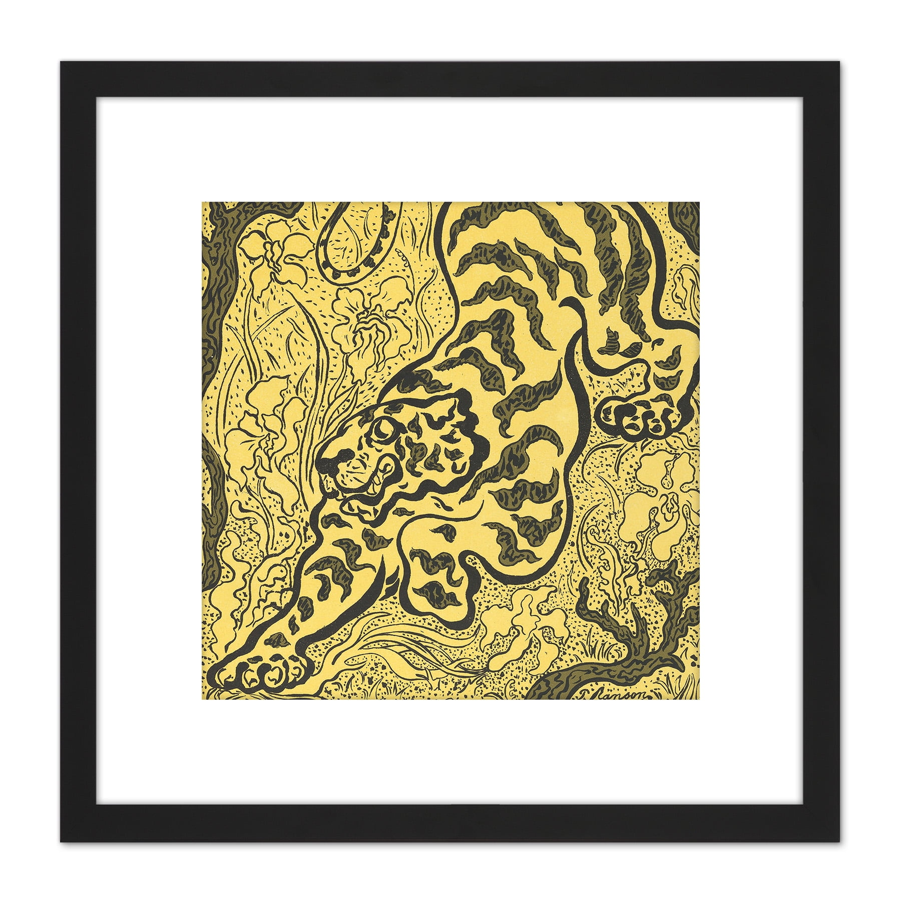 Ranson Tiger In The Jungle 8X8 Inch Square Wooden Framed Wall Art Print ...
