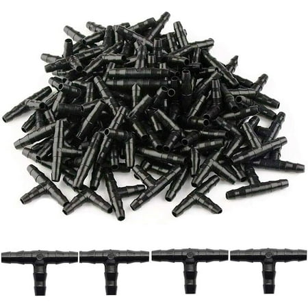 SHENMO 100 Pieces T-Joint Irrigation System 1/4" Fork Joint Drip ...