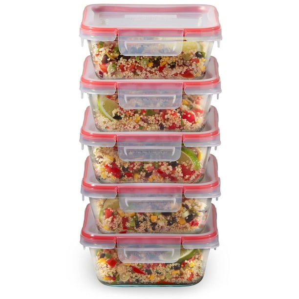 Pyrex Freshlock 5-Pack (4-Cup) Glass Food Storage Containers Set ...