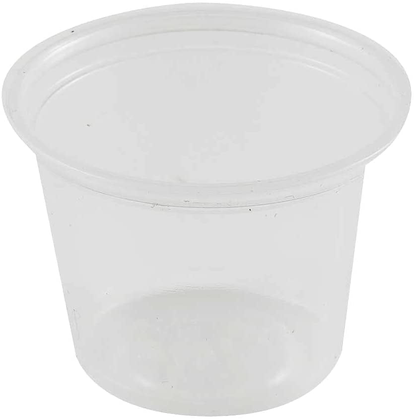 [100 Sets] Clear Plastic Disposable Portion Cups with Lids, Sauce ...