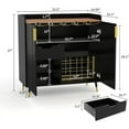 Modern Home Bar Cabinet with Fluted Glass Doors & Wine Rack, Small ...