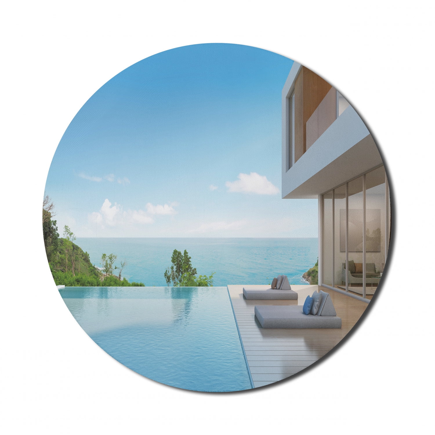 White Mouse Pad for Computers, Modern Minimalist Design Beach Summer ...