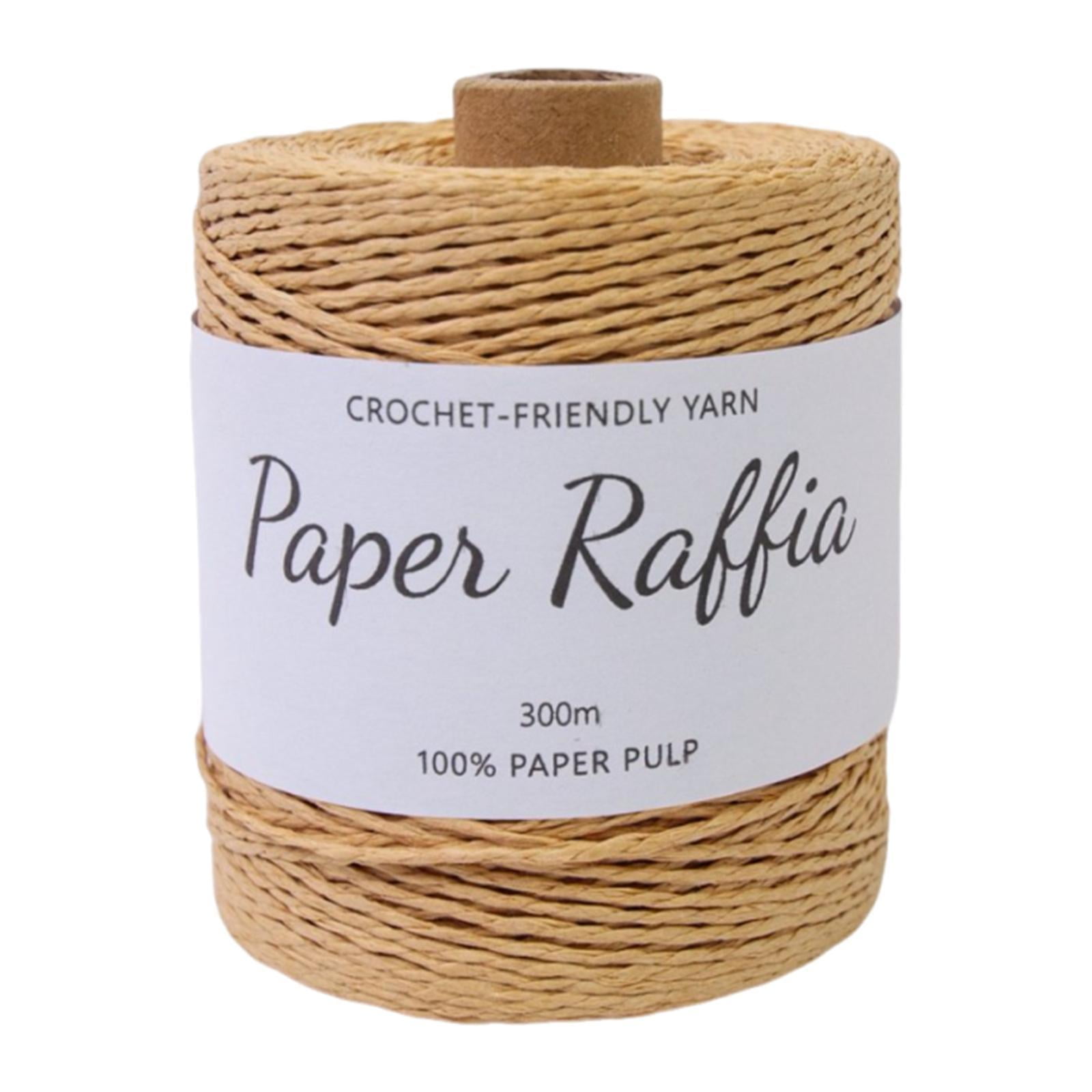 Klkcms Raffia Paper Yarn 1.5 Mm Thick For Crocheting Bags Nesting Basket Summer Hat Light Coffee 300 Meter