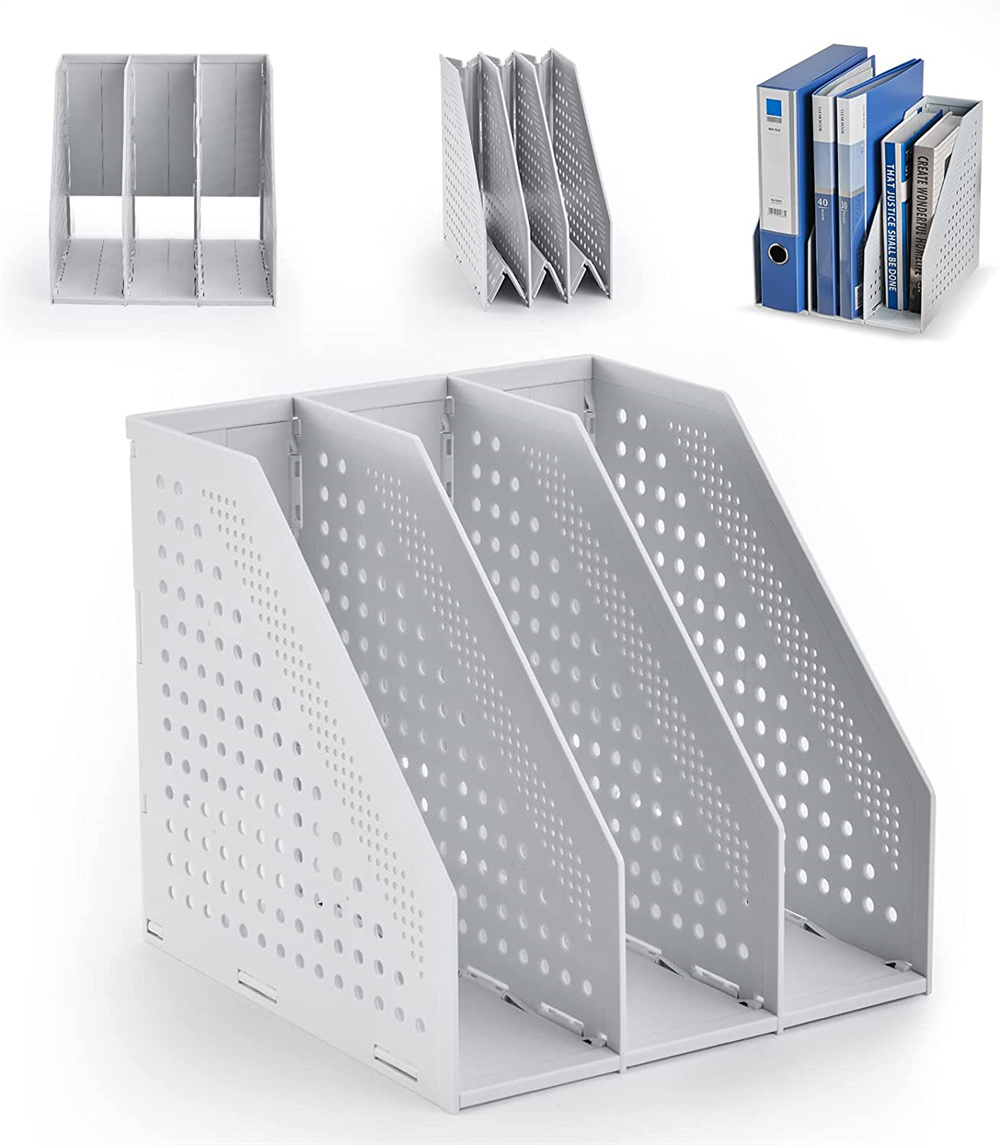 NOGIS Collapsible 3 Compartment Magazine Holder Desktop Adjustable ...