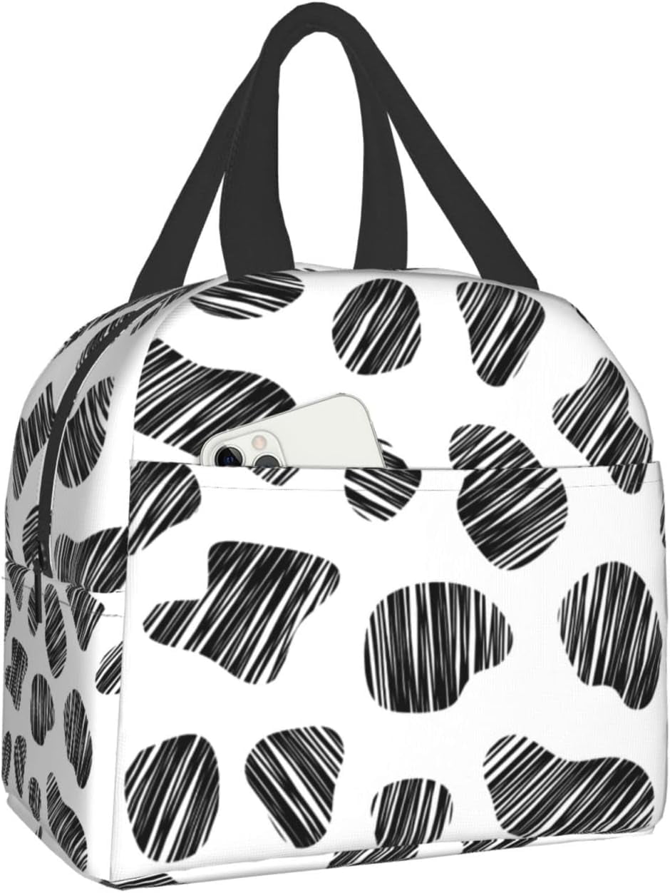 NICKSUN Aesthetic Cow Pattern Lunch Bag, Insulated Portable Lunch Bag ...