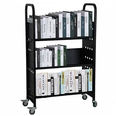 KFFKFF 330 lbs Book Cart Library Cart Capacity with V-Shaped Shelves in ...