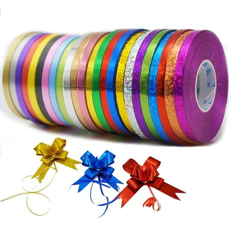Curling Ribbon for Gift Wrapping 24 Rolls &3PCS Pull Bows Colorful ...