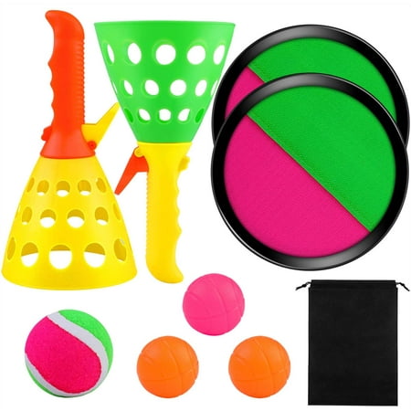 Toss and Catch Balls Game Set and Pop and Catch Launcher Basket with 3 ...