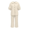 Bibifish Womens Matching Sets Short Puff Sleeve Peter Pan Collar ...