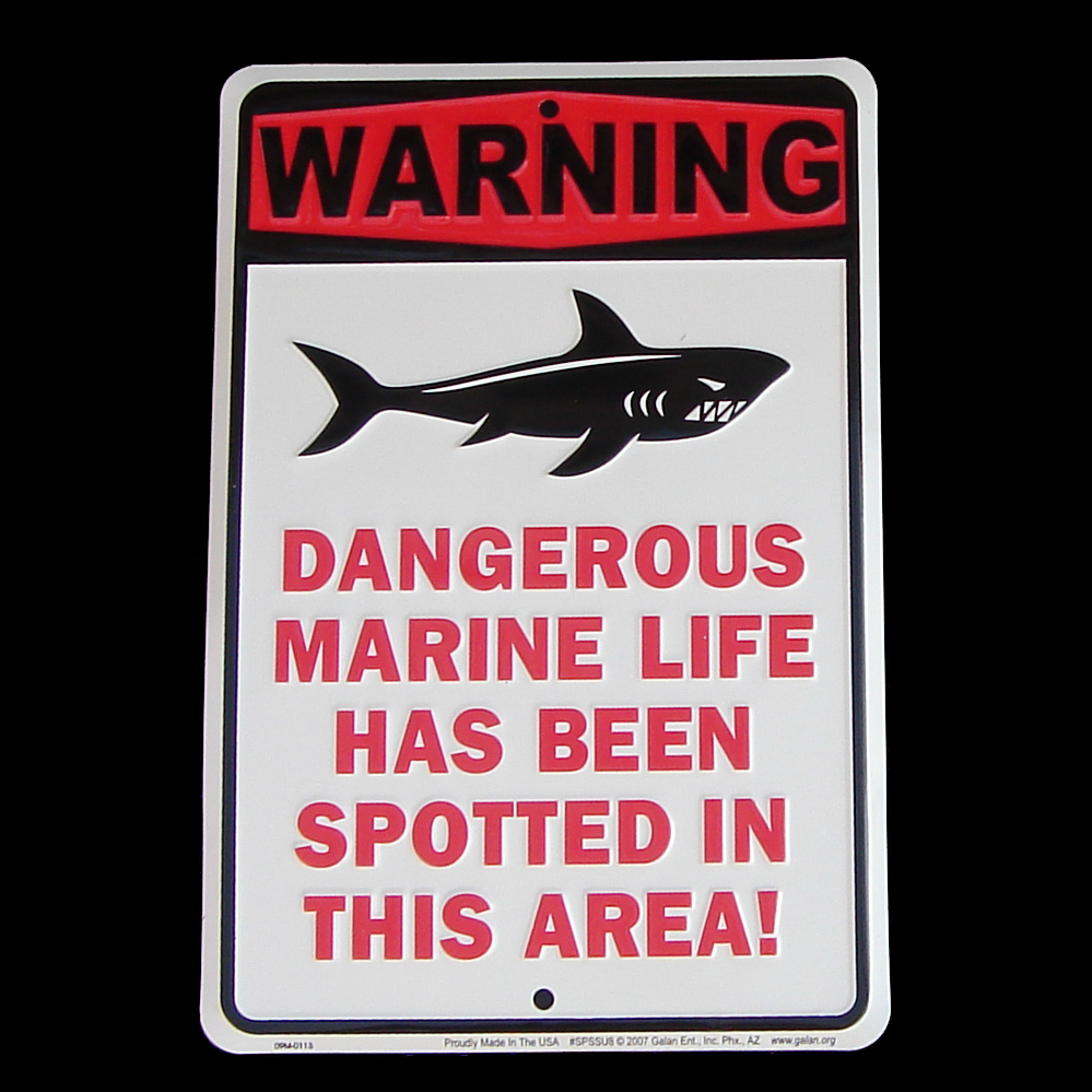 Sharks Spotted Warning Sign Shark Tooth Teeth Bite Surfboard/Tiki Bar ...