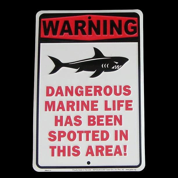 Sharks Spotted Warning Sign Shark Tooth Teeth Bite Surfboard/Tiki Bar ...