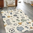 Beige Cartoon Sports Area Rug 3x5 Washable Rug Non Slip Funny Football ...