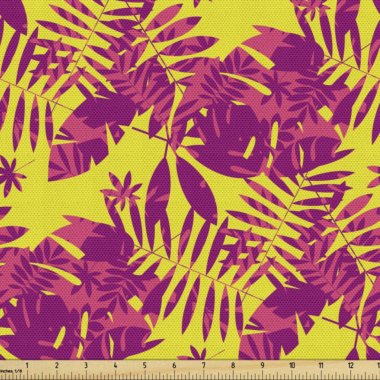 Exotic Fabric by the Yard Modern Pattern with Vibrant Tropical Leaves ...