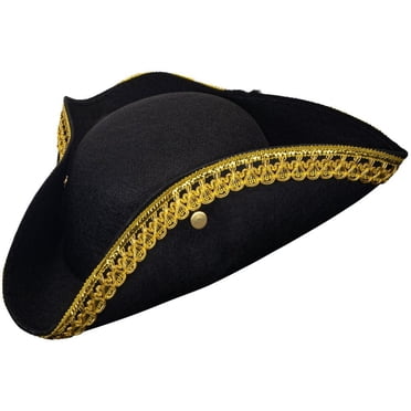Skeleteen Colonial Black Tricorn Hat - Revolutionary War Costume ...