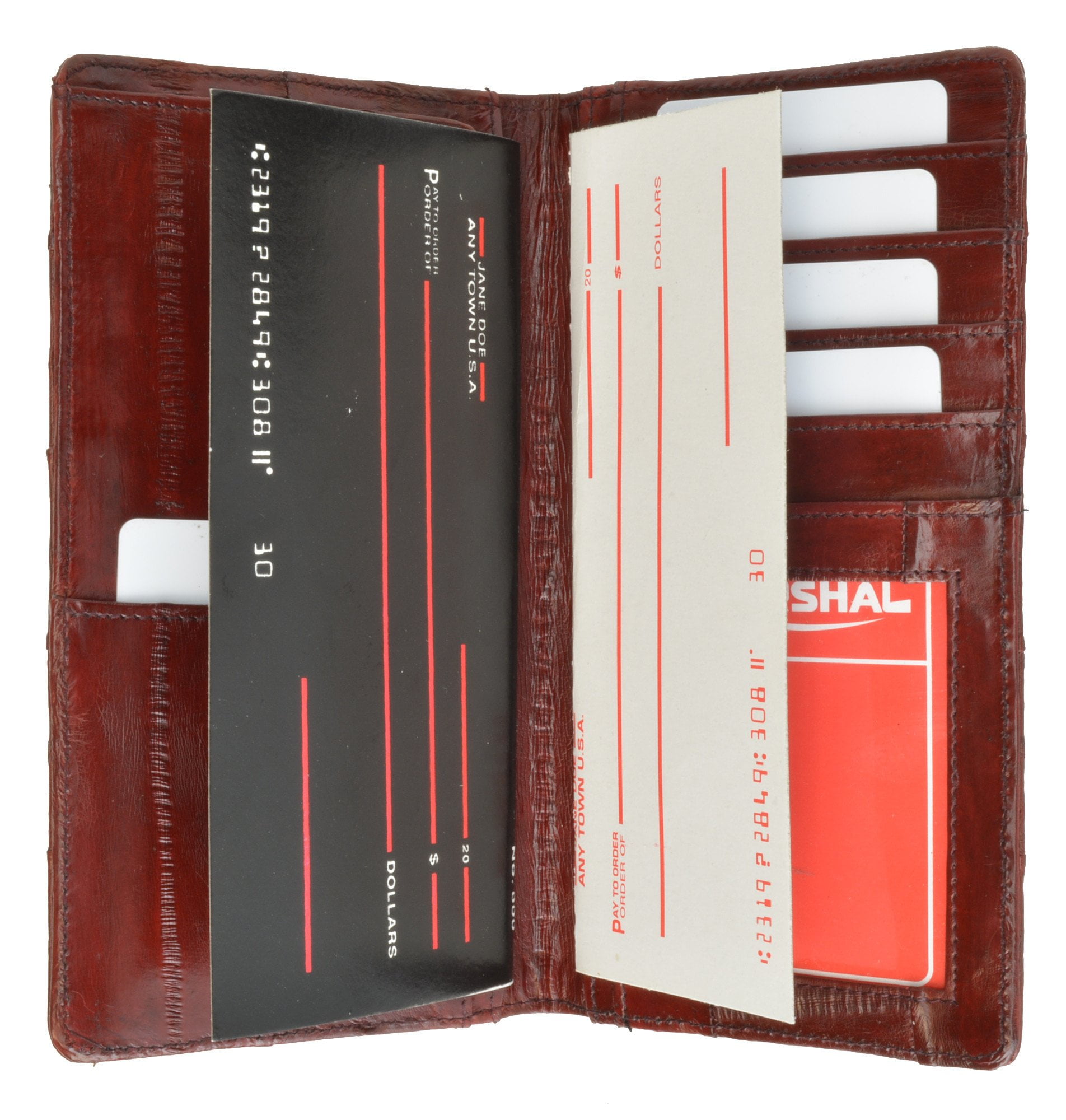 Genuine Eel Skin Leather Checkbook Cover Credit Card Holder ID Window E ...